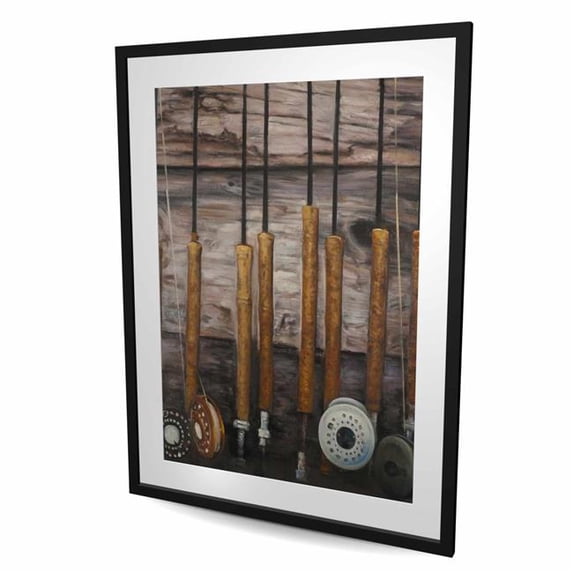 Begin Home Decor C1FM3648NNW6QY 36 x 48 in. Fishing Rods on Wood ...