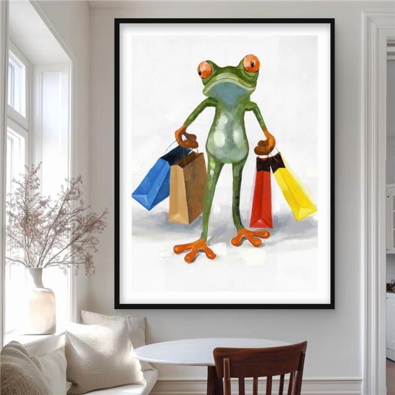 Begin Home Decor C1FM3648ONJL7U 36 x 48 in. Funny Frog with Shopping ...