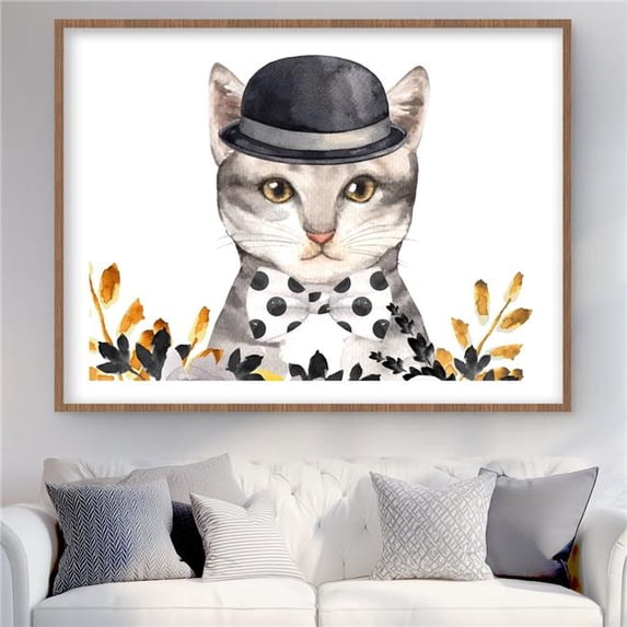 Begin Home Decor C1FM3648Q77MH5 36 x 48 in. Chic Cat - Black ...