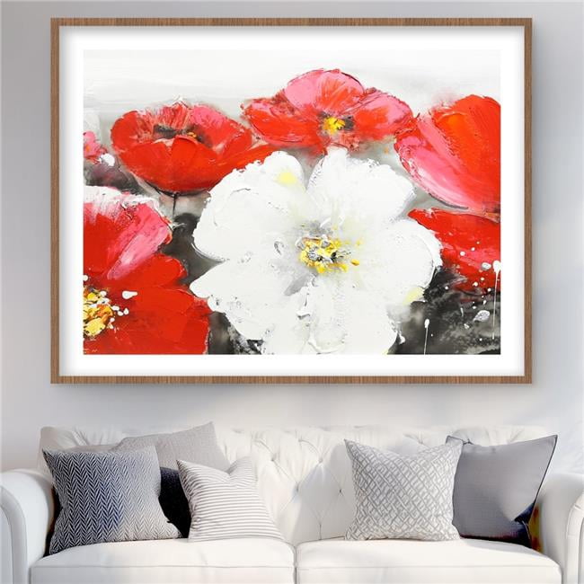 Begin Home Decor C1FM3648Q7VXDR 36 x 48 in. Red & White Flowers Field ...