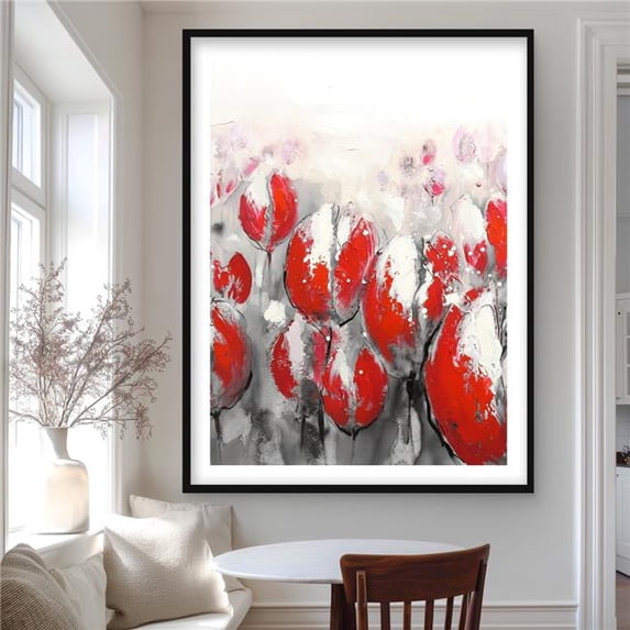 Begin Home Decor C1FM3648VMOB4K 36 x 48 in. Abstract Red Tulips - Gray ...