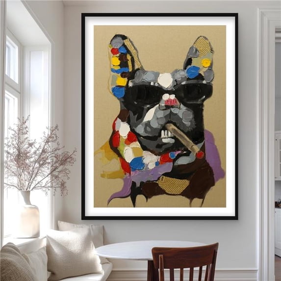 Begin Home Decor C1FM3648WJSW7G 36 x 48 in. Abstract Smoking Dog - Man ...