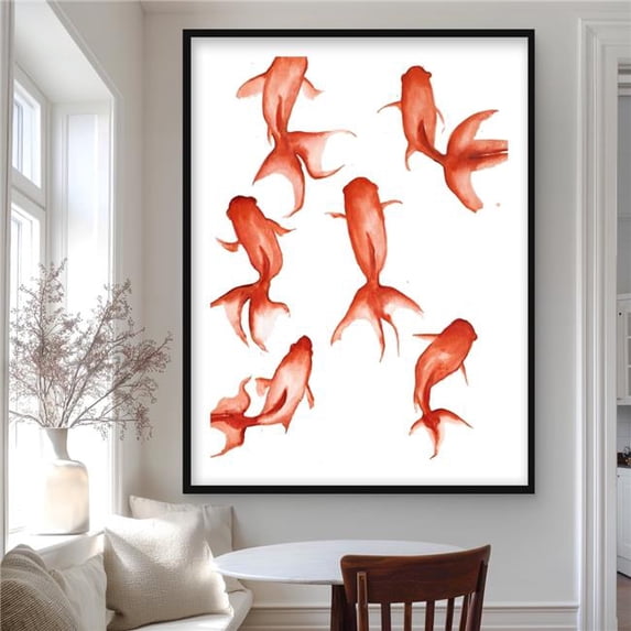 Begin Home Decor C1FM3648WNL4QB 36 x 48 in. Small Red Fishes - Framed ...