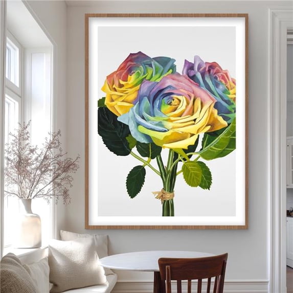 Begin Home Decor C1FM3648YQZ5J7 36 x 48 in. Bouquet of Rainbow Roses ...