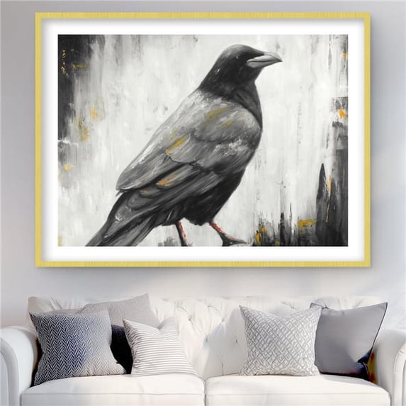 Begin Home Decor C1FM3648YQZJVL 36 x 48 in. Crow Bird - Framed Matted ...