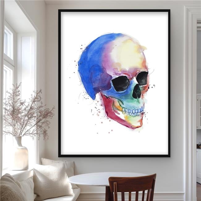 Begin Home Decor C1FM3648Z99GL4 36 x 48 in. Watercolor Colorful Skull ...