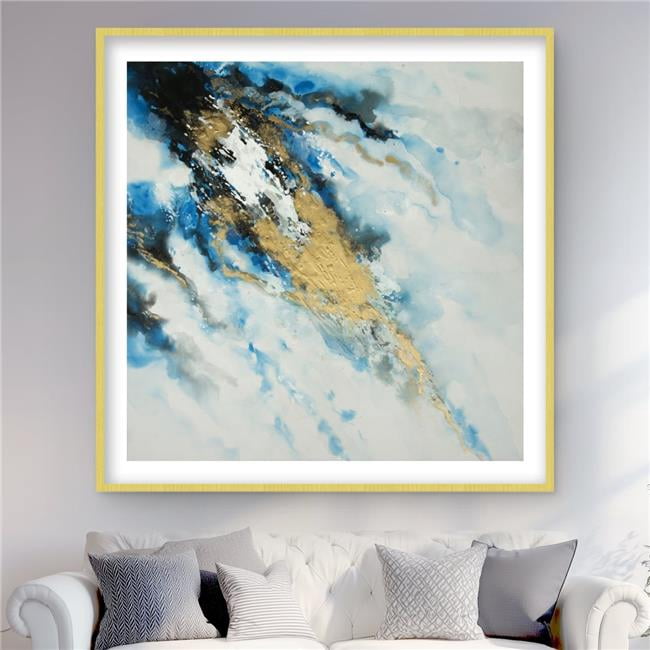 Begin Home Decor C1FM4848000BYA 48 x 48 in. Blue & Gold Marble Print ...