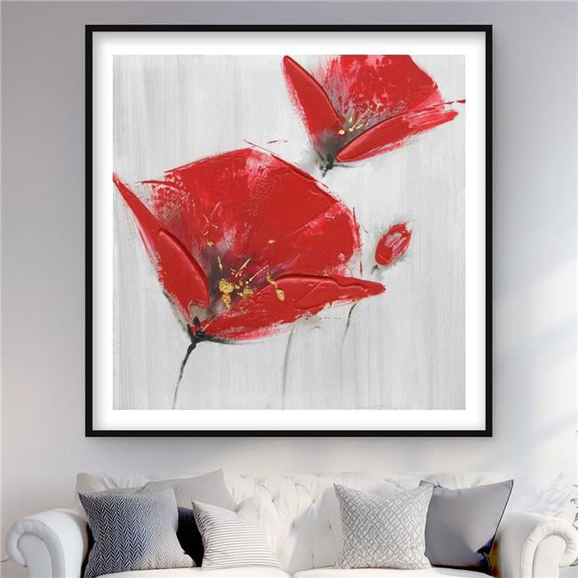 Begin Home Decor C1FM484811UOOH 48 x 48 in. Three Red Flowers with ...