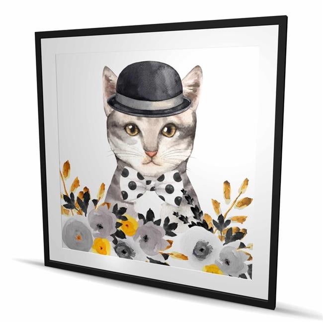 Begin Home Decor C1FM484815WSSU 48 x 48 in. Chic Cat - Illustrative ...