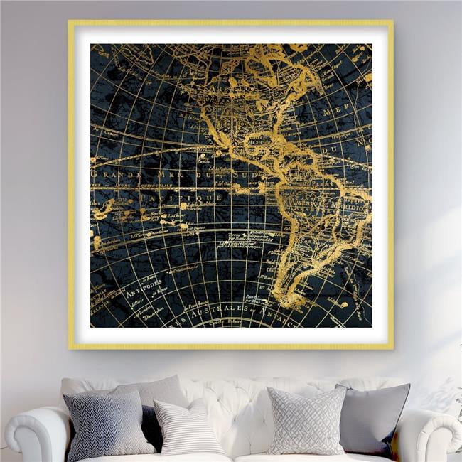Begin Home Decor C1FM484838OFUL 48 x 48 in. Blue & Marine World Map ...