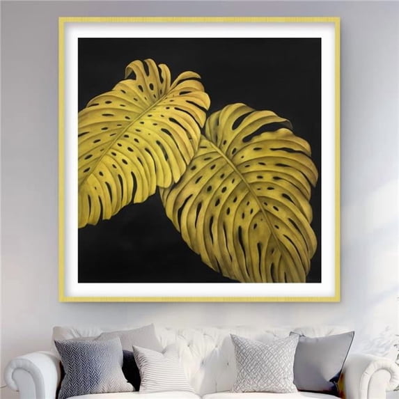 Begin Home Decor C1FM4848625XNF 48 x 48 in. Gold Monstera - Exotic ...