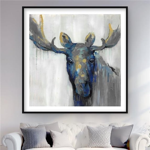 Begin Home Decor C1FM48487E3RRE 48 x 48 in. Blue Moose - Framed Matted ...