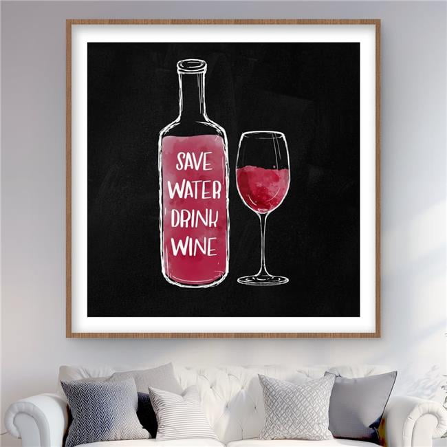 Begin Home Decor C1FM4848CYHREJ 48 x 48 in. Save Water Drink Wine - Red ...
