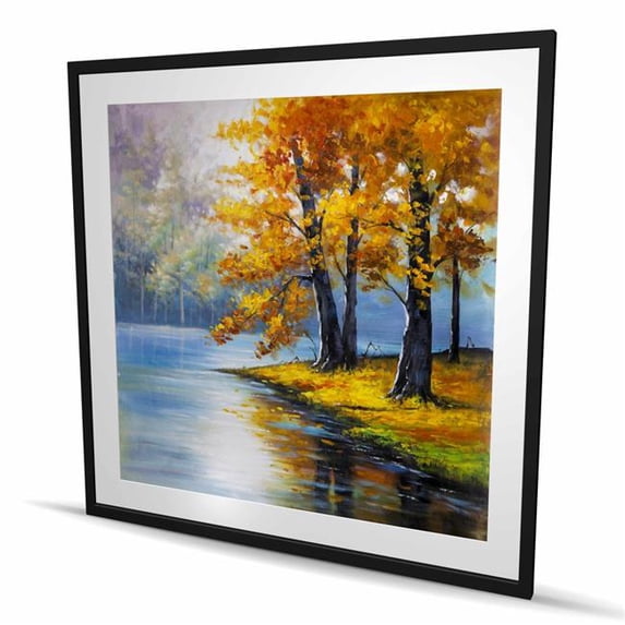 Begin Home Decor C1FM4848G3QM75 48 x 48 in. Two Trees by the Lake ...