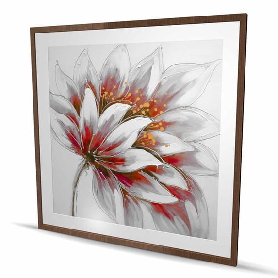 Begin Home Decor C1FM4848GPXX3J 48 x 48 in. Red Flower with Gold Center ...