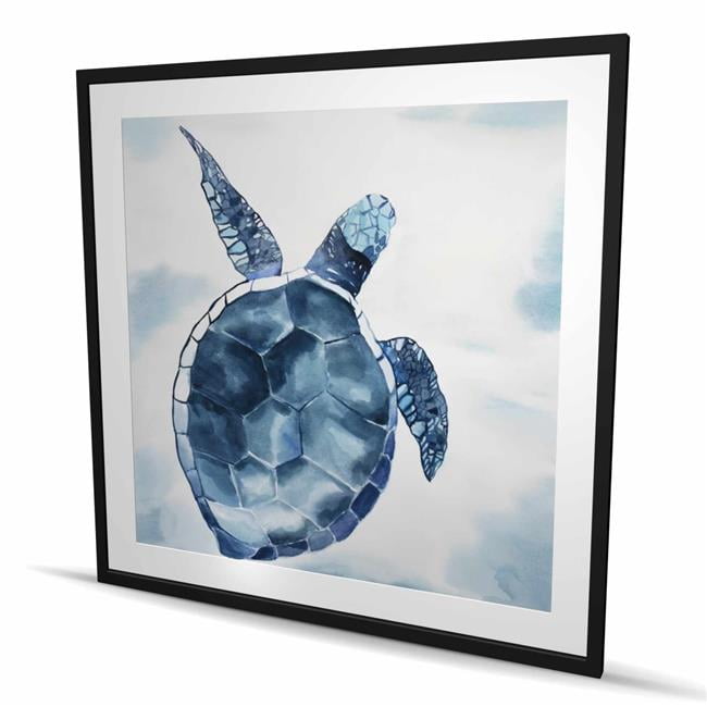 Begin Home Decor C1FM4848HJO6HD 48 x 48 in. Blue Turtle - Framed Matted ...