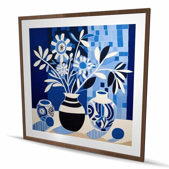 Begin Home Decor C1FM4848JYEGGP 48 x 48 in. Blue Vases - Shapes White ...
