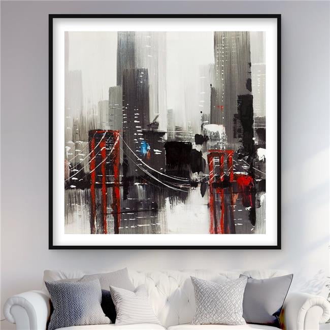 Begin Home Decor C1FM4848LU0H4Z 48 x 48 in. Abstract Gray City with ...