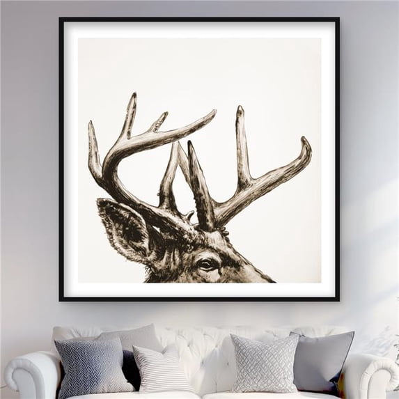 Begin Home Decor C1FM4848PFMXCS 48 x 48 in. Roe Deer Plume Sepia ...