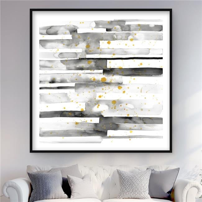 Begin Home Decor C1FM4848Q8BLZZ 48 x 48 in. Black Stripes with Gold ...