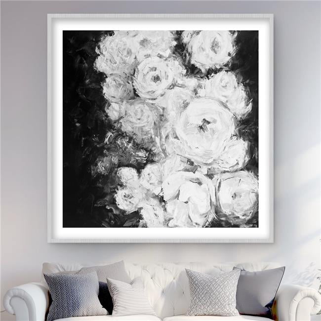 Begin Home Decor C1FM4848WCYD0Q 48 x 48 in. Monochrome Rose Garden ...