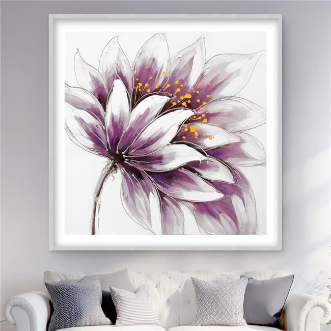 Begin Home Decor C1FM4848X0632G 48 x 48 in. Purple Flower Framed Matted ...
