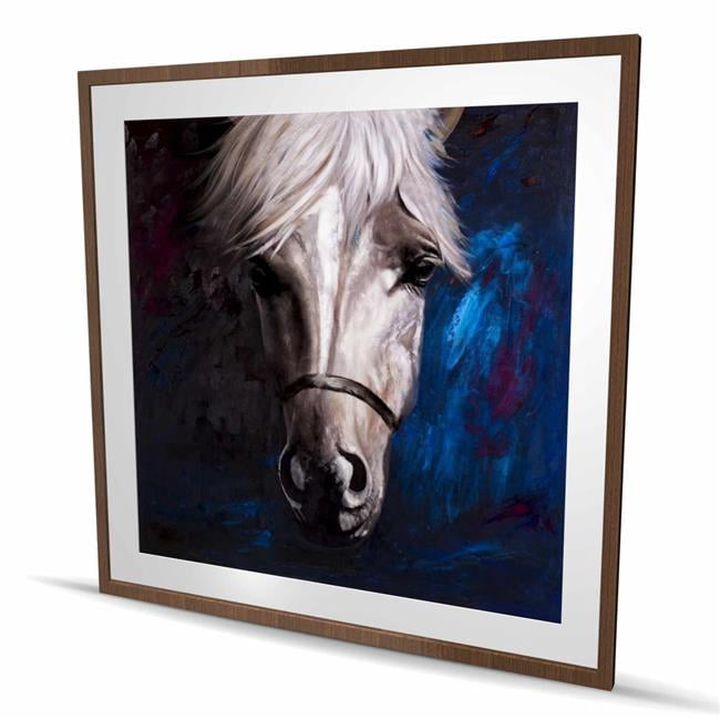 Begin Home Decor C1FM4848YW9KAM 48 x 48 in. White Horse On Blue ...