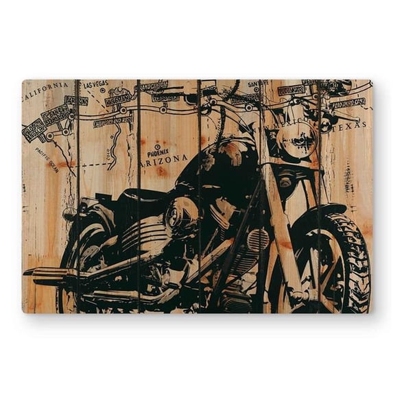 Begin Home Decor C1MP1218FJTQUL 12 x 18 in. Motorcycle On Wood ...