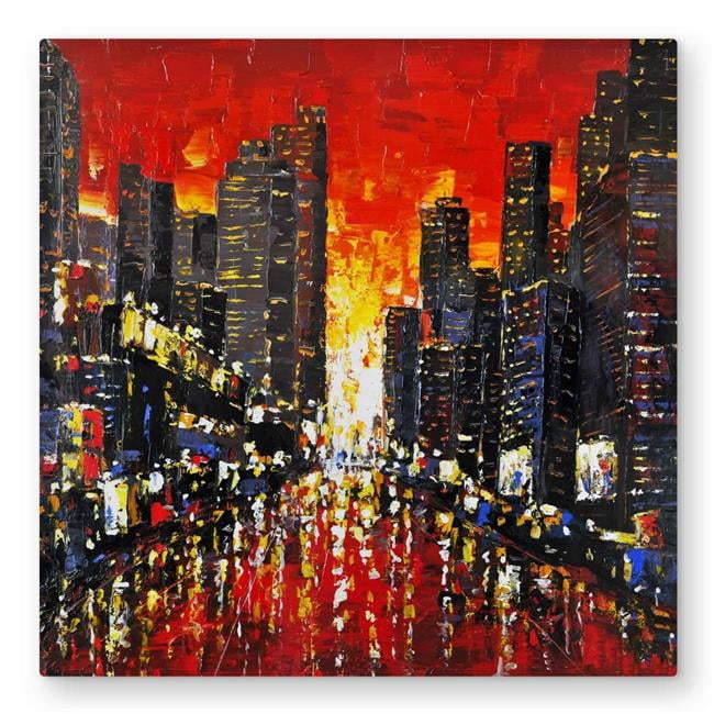 Begin Home Decor C1MP32321W9KKV 32 x 32 in. Abstract Sunset on the City ...
