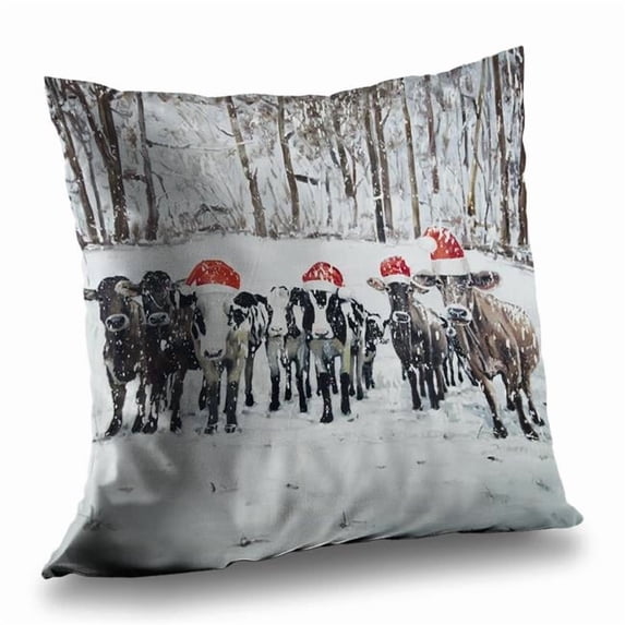 Begin Home Decor C1PC1414N8CKXN 14 x 14 in. Curious Christmas Cows ...