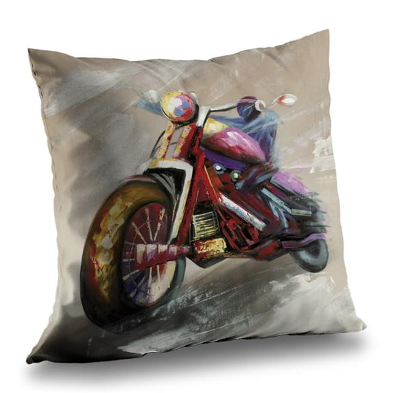 Begin Home Decor C1PT1414FWLZCY 14 x 14 in. Abstract Motorcycle Throw ...