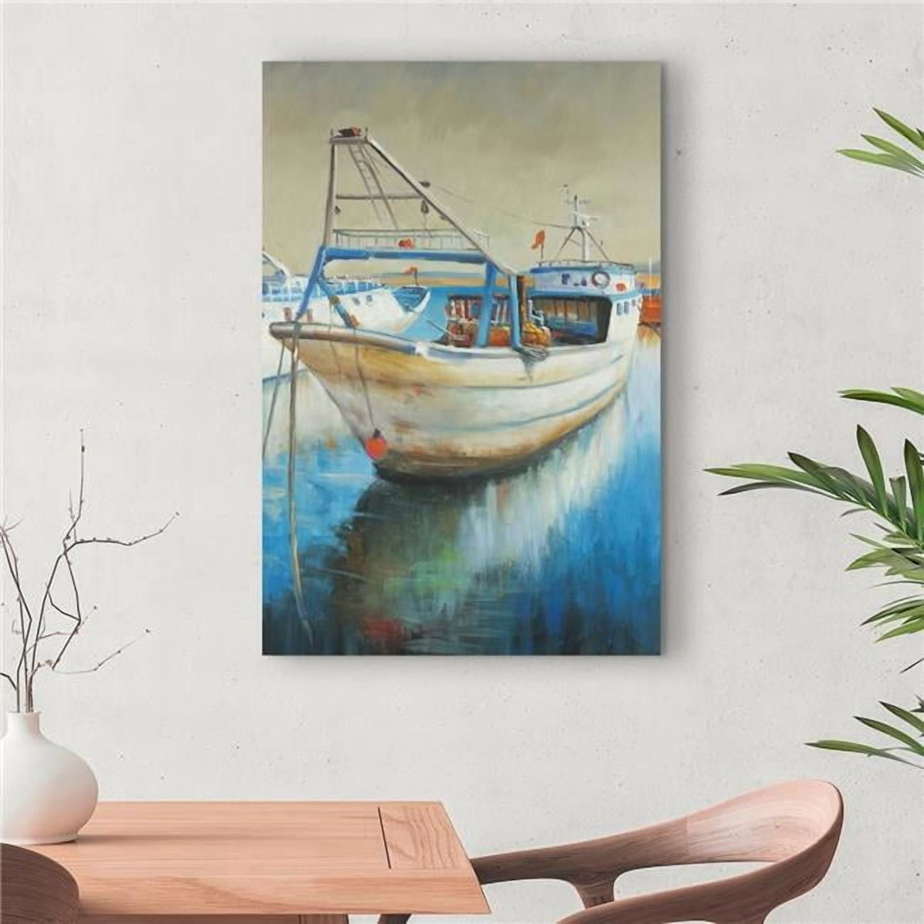Begin Home Decor C1RC2436Q417TN 24 x 36 in. Fishing Boat - Sea Blue ...