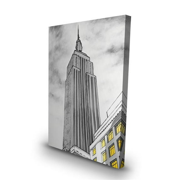 Begin Home Decor C1RC2436WAQ746 24 x 36 in. Outline of Empire State ...