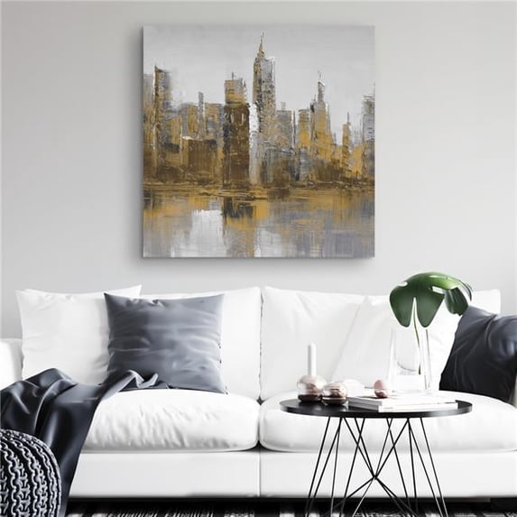 Begin Home Decor C1RC3232R7WDXI 32 x 32 in. Brown & Gloomy Cityscape ...