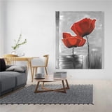 Begin Home Decor C1RC4860K38L4T 48 x 60 in. Two Red Flowers on ...