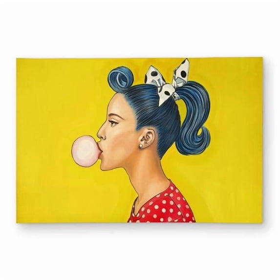 Begin Home Decor C1ROAR23E96QBW 2 x 3 ft. Retro Woman Ponytail Blue ...