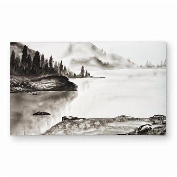 Begin Home Decor C1ROAR35GKZAEJ 3 x 5 ft. Peaceful Landscape - Black ...