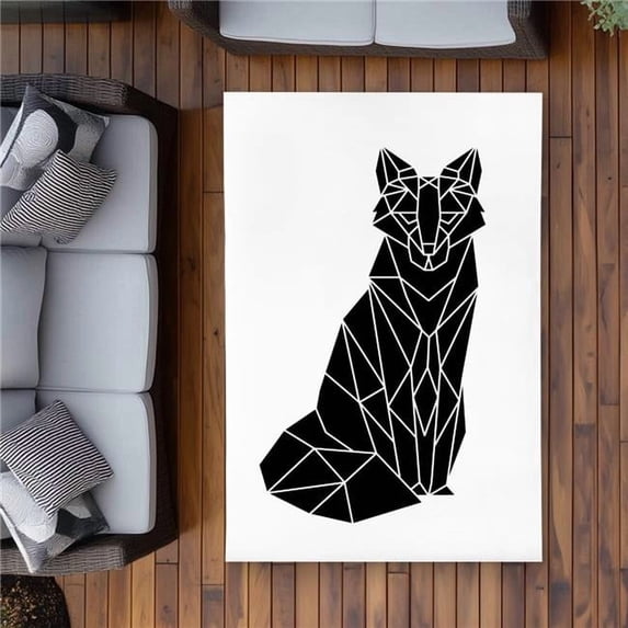 Begin Home Decor C1ROAR46B588TH 4 x 6 ft. Geometric Fox - Black & White ...