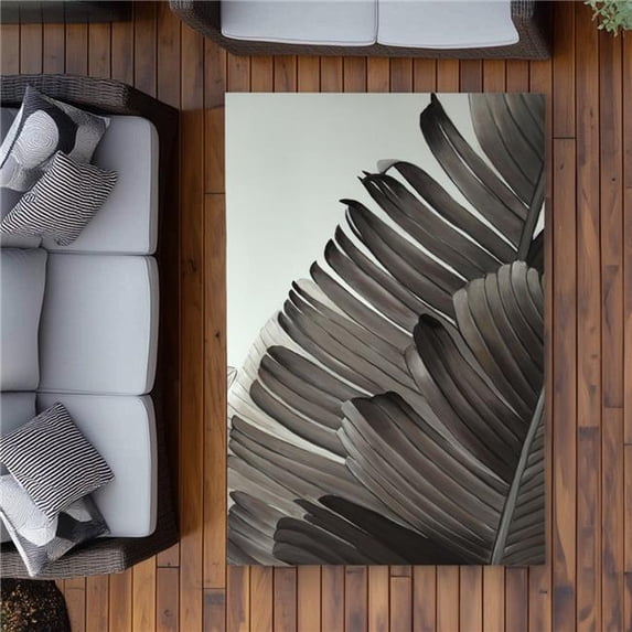 Begin Home Decor C1ROAR46I96PIN 4 x 6 ft. Grayscale Tropical Leaves ...