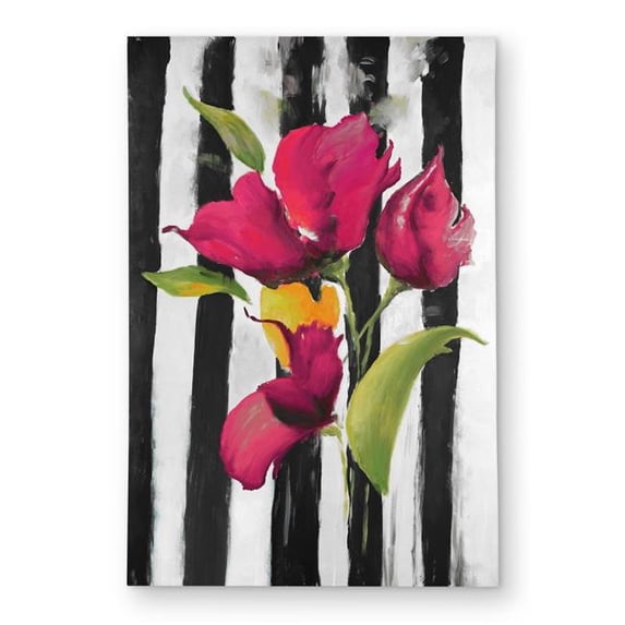 Begin Home Decor C1ROAR46V1V66F 4 x 6 ft. Flowers on Black & White ...
