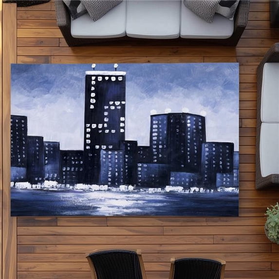 Begin Home Decor C1ROAR570FTKU9 5 x 7 ft. Dark Blue Cityscape Rug ...