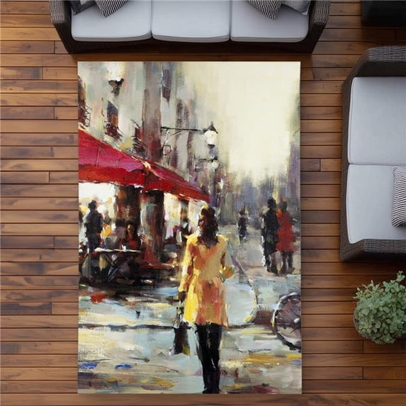 Begin Home Decor C1ROAR572NFFLZ 5 x 7 ft. Woman Walking in Paris Beige ...