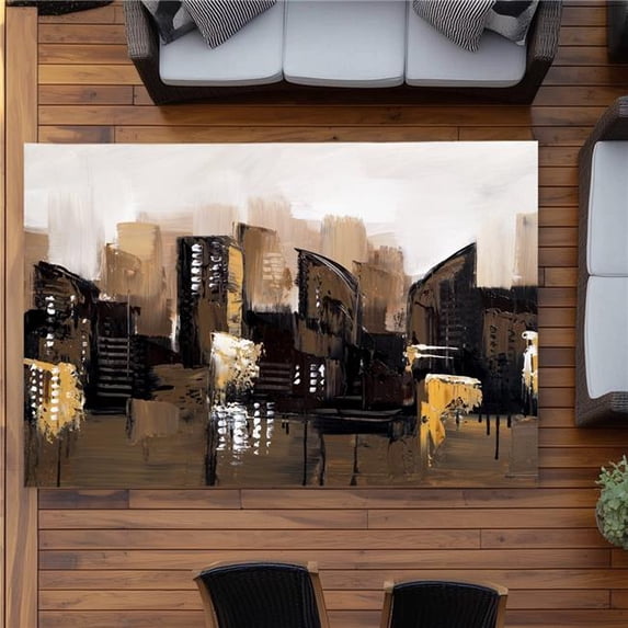 Begin Home Decor C1ROAR57CT0SBQ 5 x 7 ft. Brown Abstract Cityscape ...