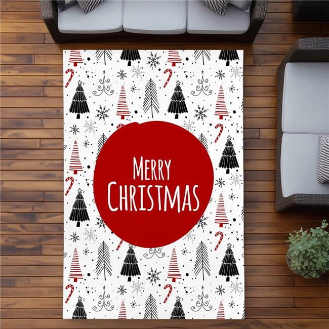 Begin Home Decor C1ROAR57GJ2QNW 5 x 7 ft. Merry Christmas - Gray Shapes ...