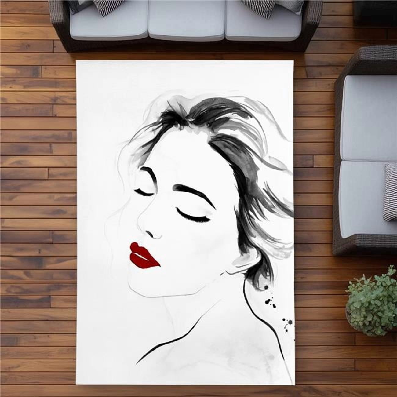 Begin Home Decor C1ROAR57JNEY9L 5 x 7 ft. Right Side Watercolor Lady ...