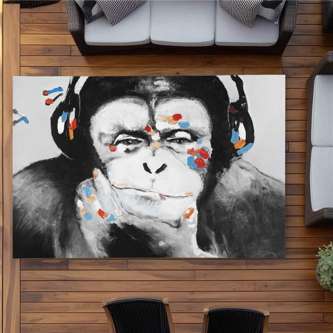 Begin Home Decor C1ROAR57TLB6CJ 5 x 7 ft. Monkey with Headphones ...