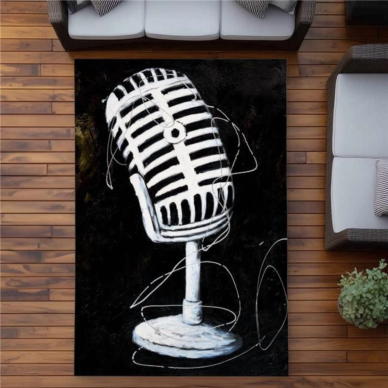 Begin Home Decor C1ROAR57Y2IHQX 5 x 7 ft. Microphone Musical White ...