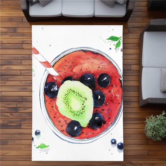 Begin Home Decor C1ROAR57ZM7YQA 5 x 7 ft. Berry Smoothies - Blue Leaves ...