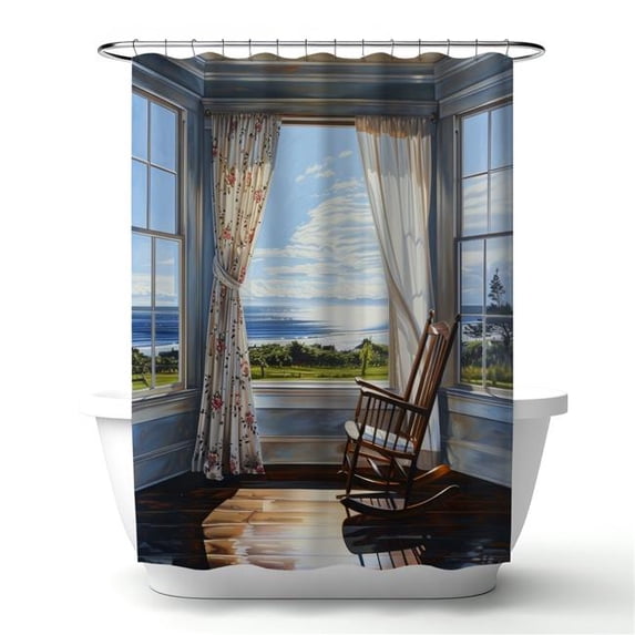 Begin Home Decor C1SC7174X1ZJQE 71 x 74 in. The Window Shower Curtain ...
