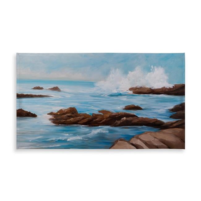 Begin Home Decor C1TCLRGEHNCADJ 58 x 102 in. Seaside Wave Coastal Blue ...